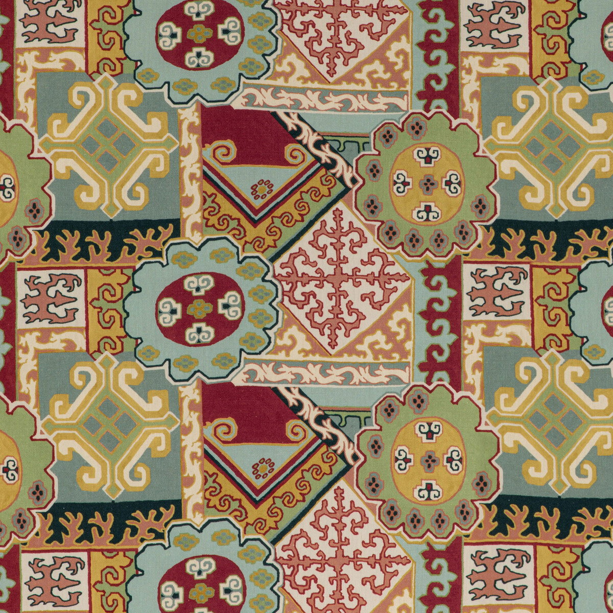 Lee Jofa Batangas Print Red/Multi Fabric | OnlineFabricStore