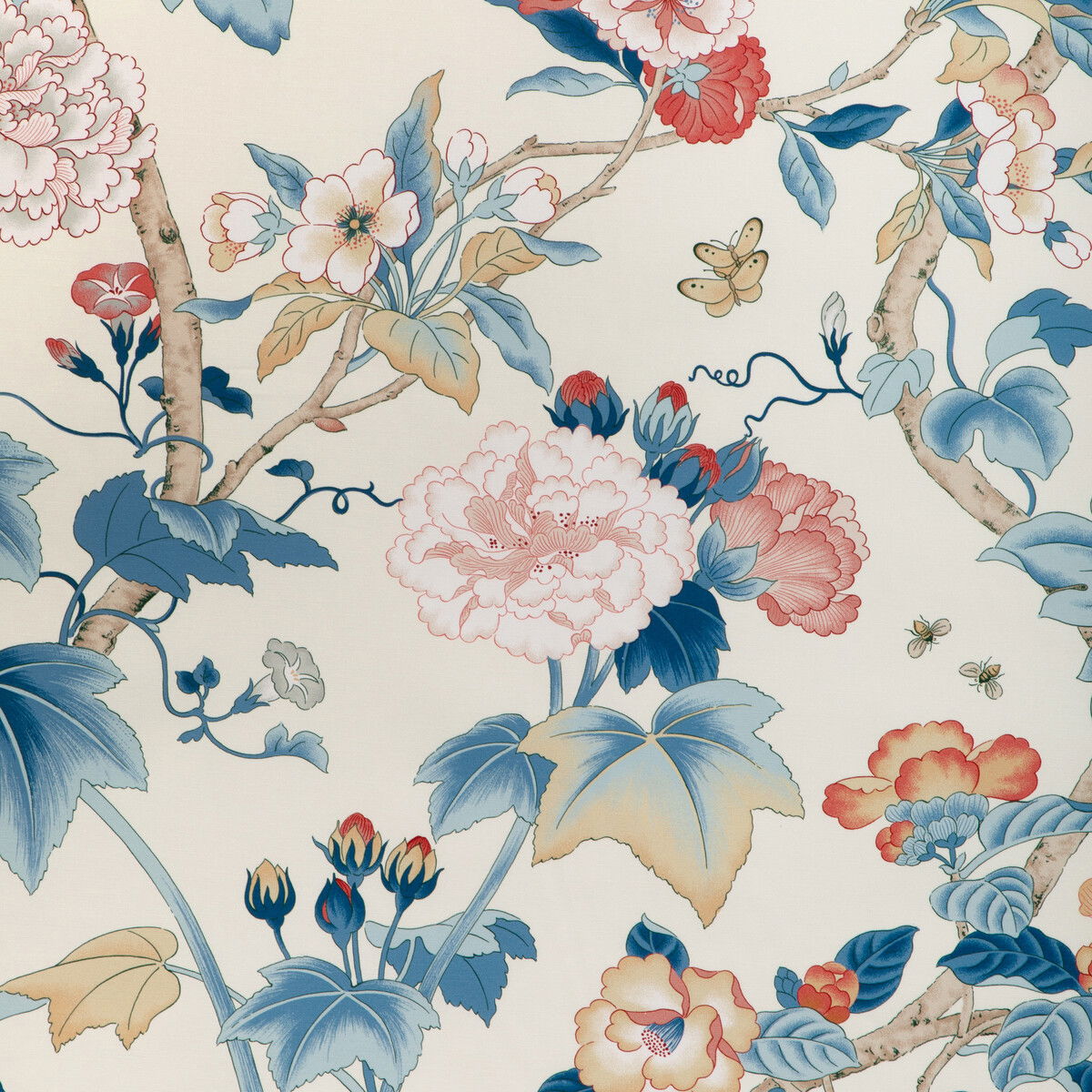Lee Jofa Gardenia Print Blue/Red Fabric | OnlineFabricStore