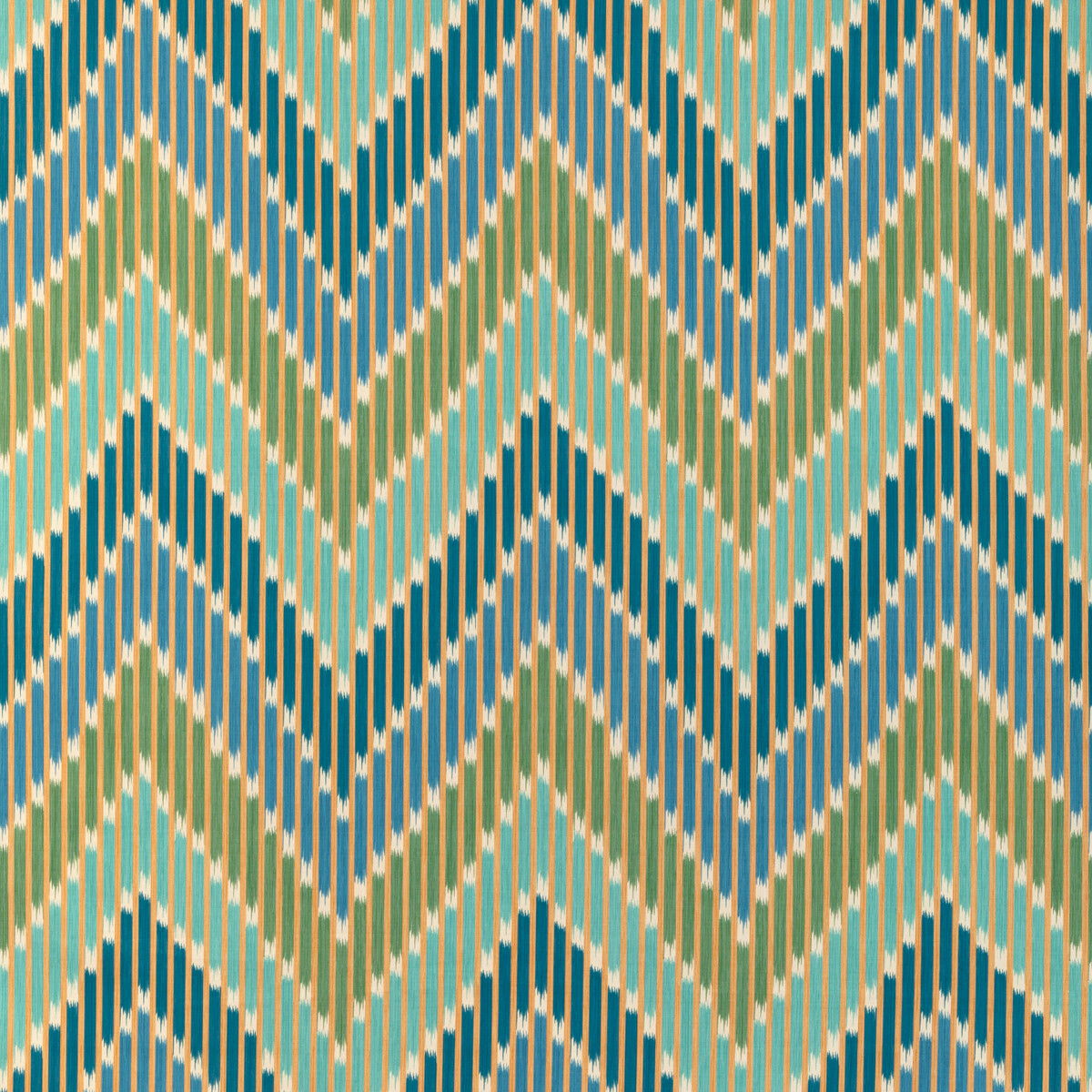 Brunschwig & Fils Cascade Print Teal/Green Fabric | OnlineFabricStore