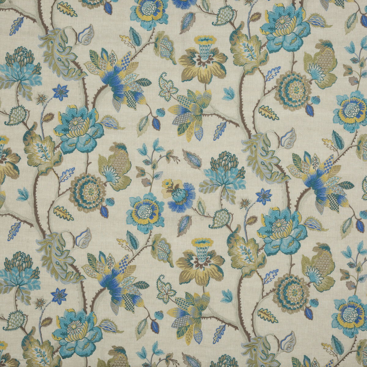 GP & J Baker Dryden Teal/Gilt Fabric | OnlineFabricStore
