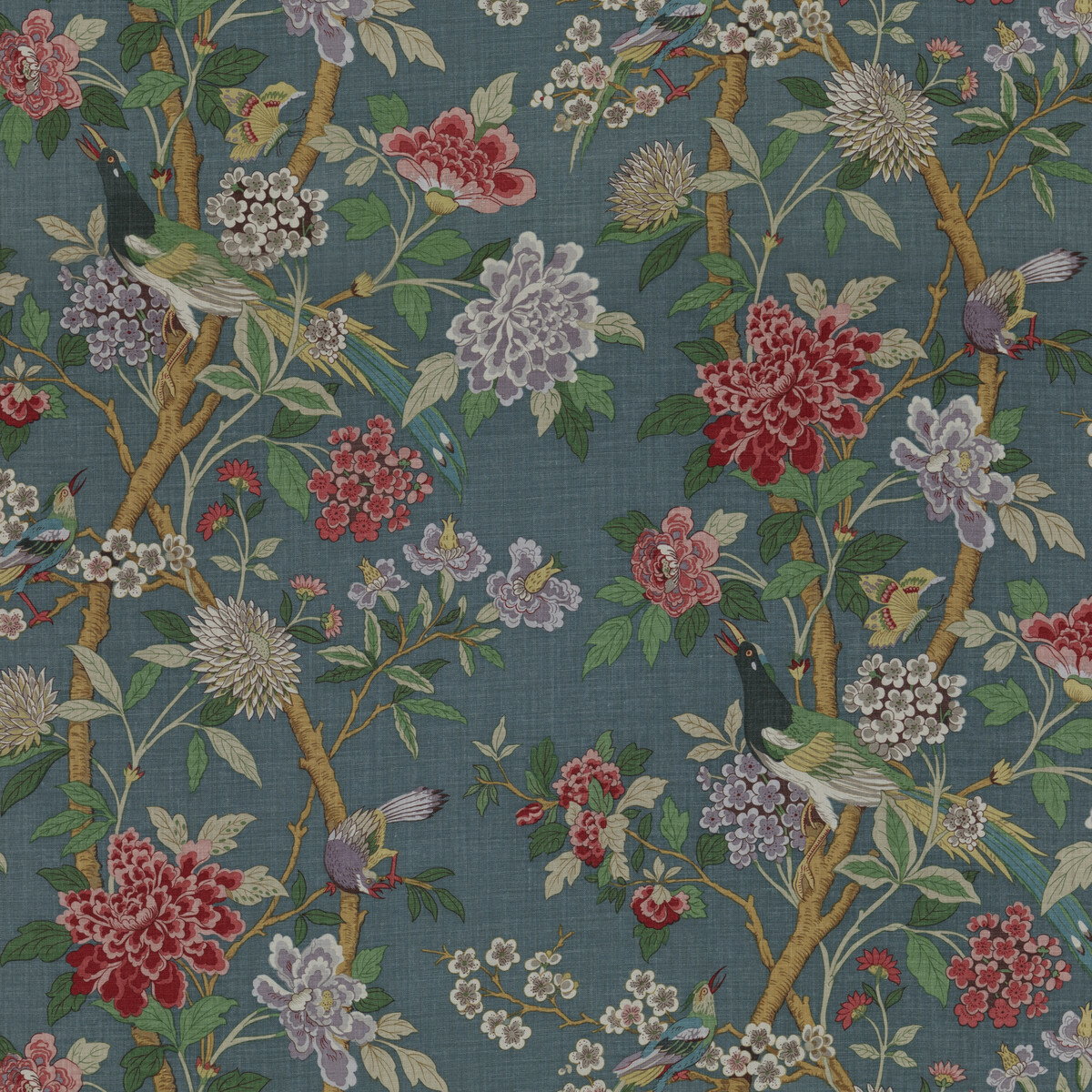 GP & J Baker Hydrangea Bird Indigo Fabric | OnlineFabricStore