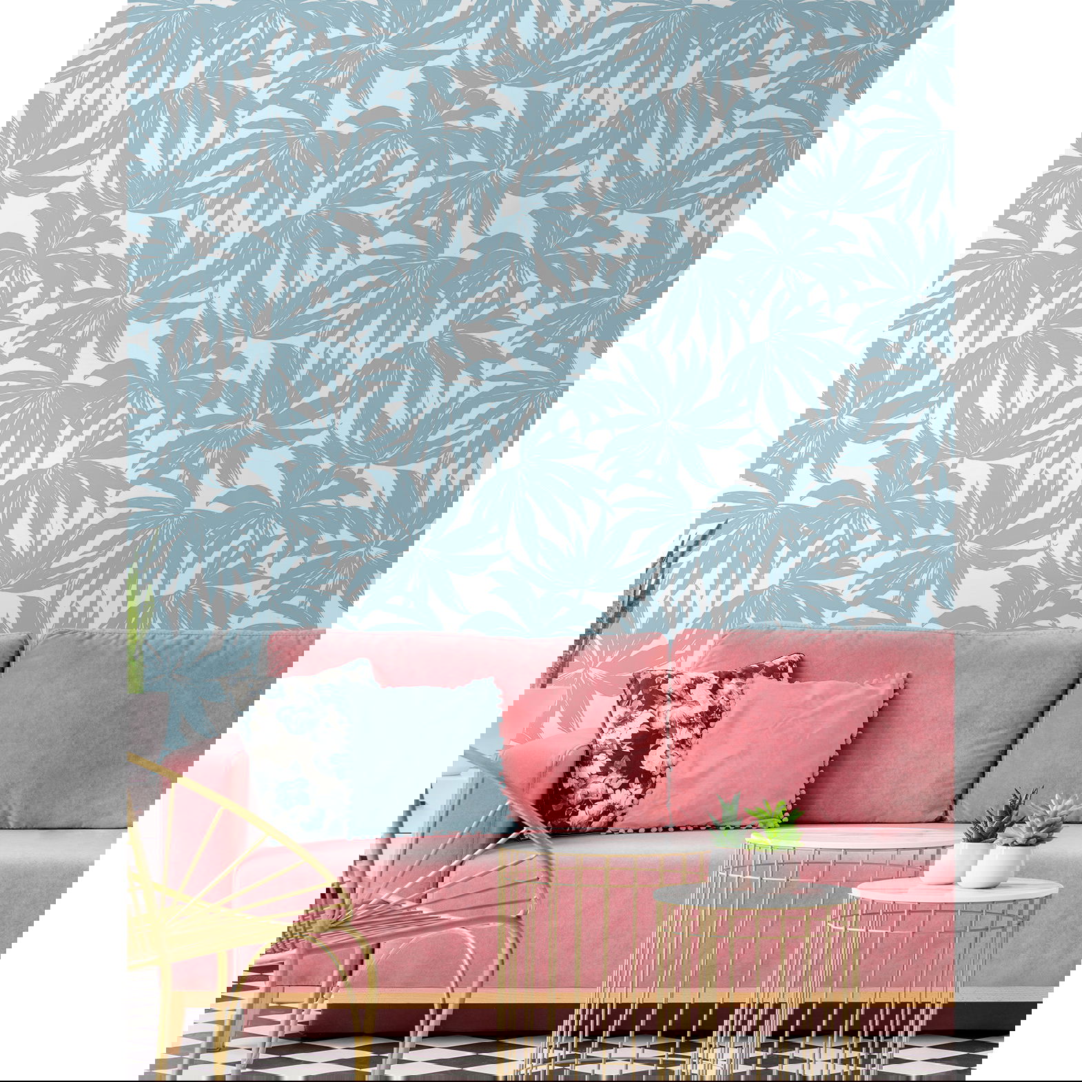 Daisy Bennett Palma Light Blue Wallpaper | OnlineFabricStore