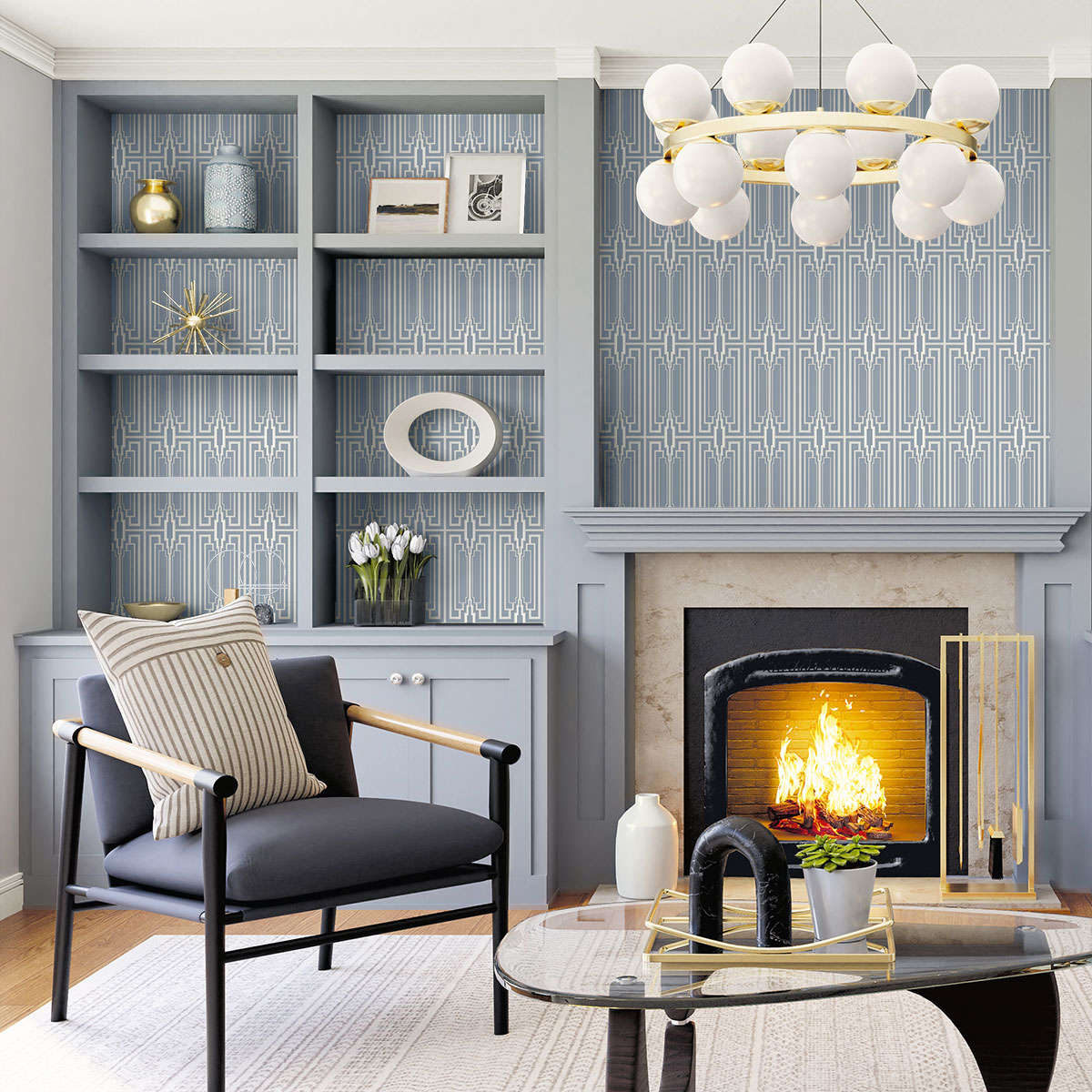 Collins & Company Manhattan Peacock Wallpaper | OnlineFabricStore