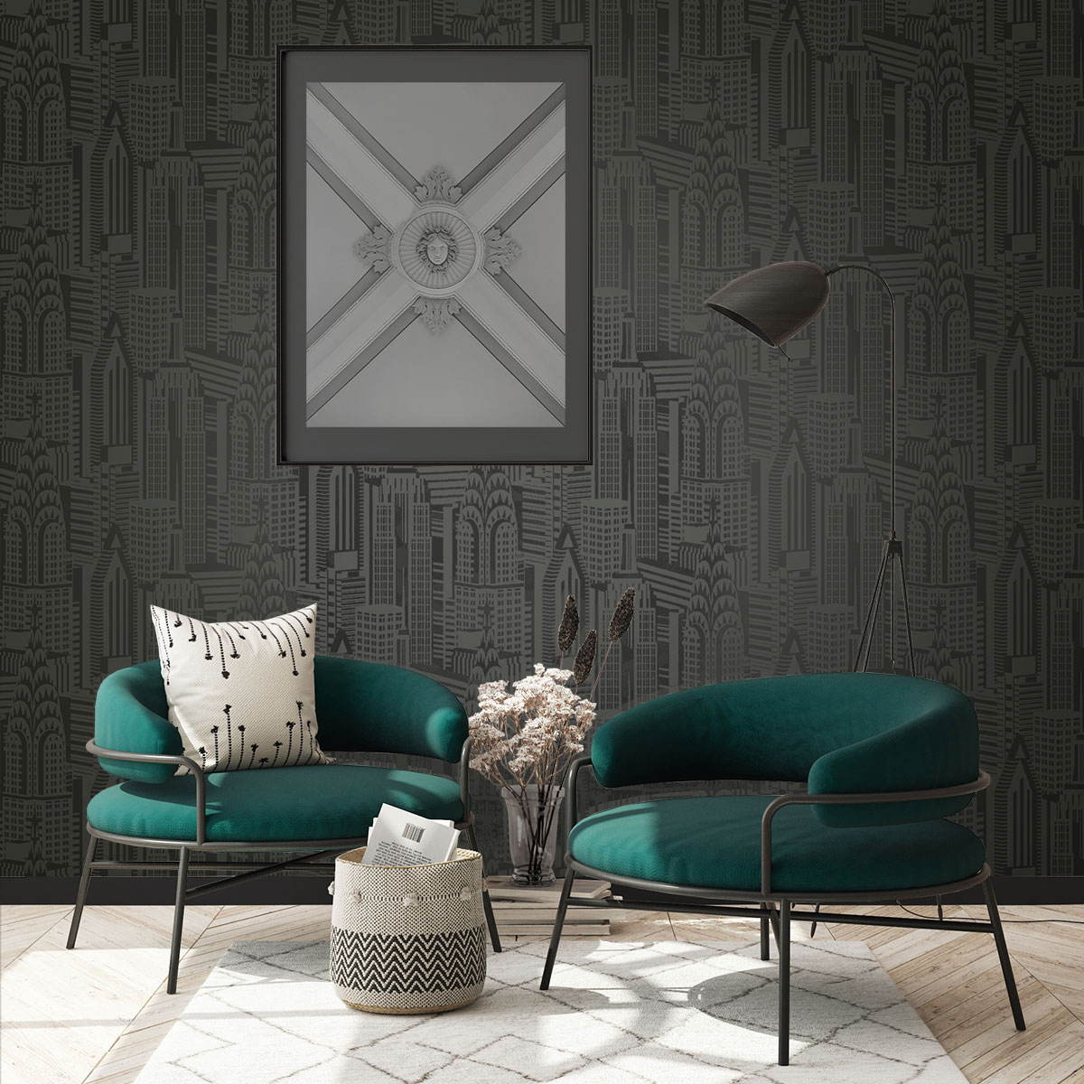 Collins & Company Manhattan Skyline Midnight Wallpaper | OnlineFabricStore