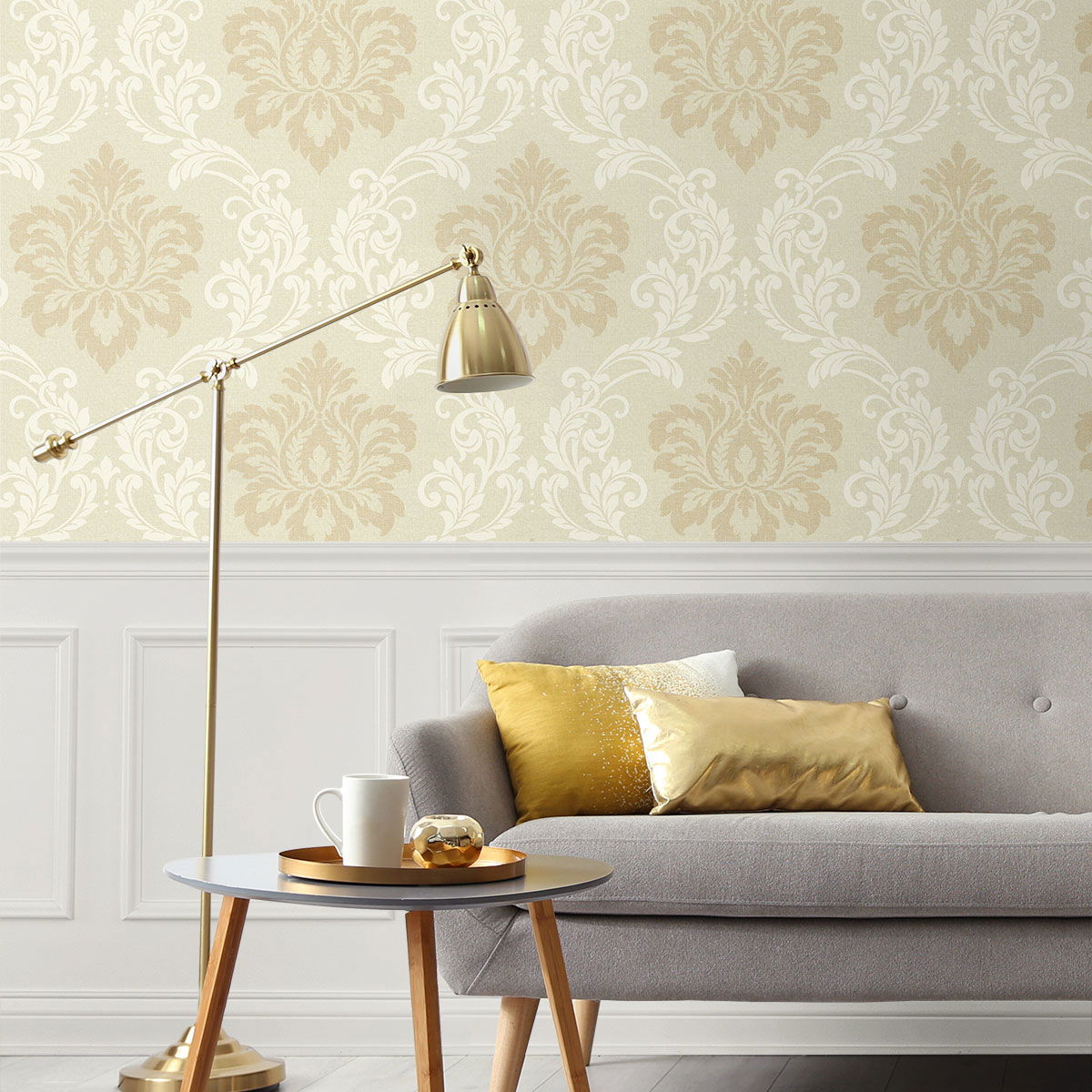 Collins & Company Deco Damask Linen Wallpaper | OnlineFabricStore