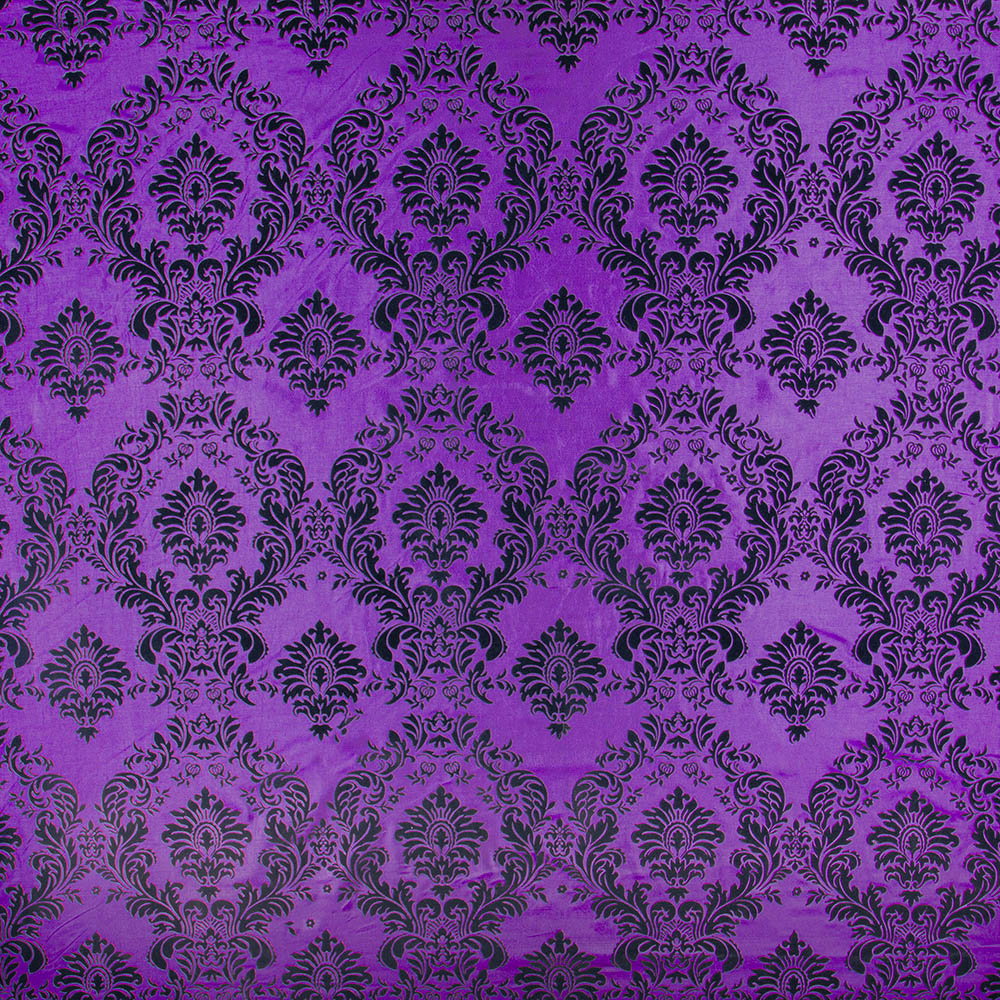 Flocked Plum Damask Taffeta Fabric | OnlineFabricStore