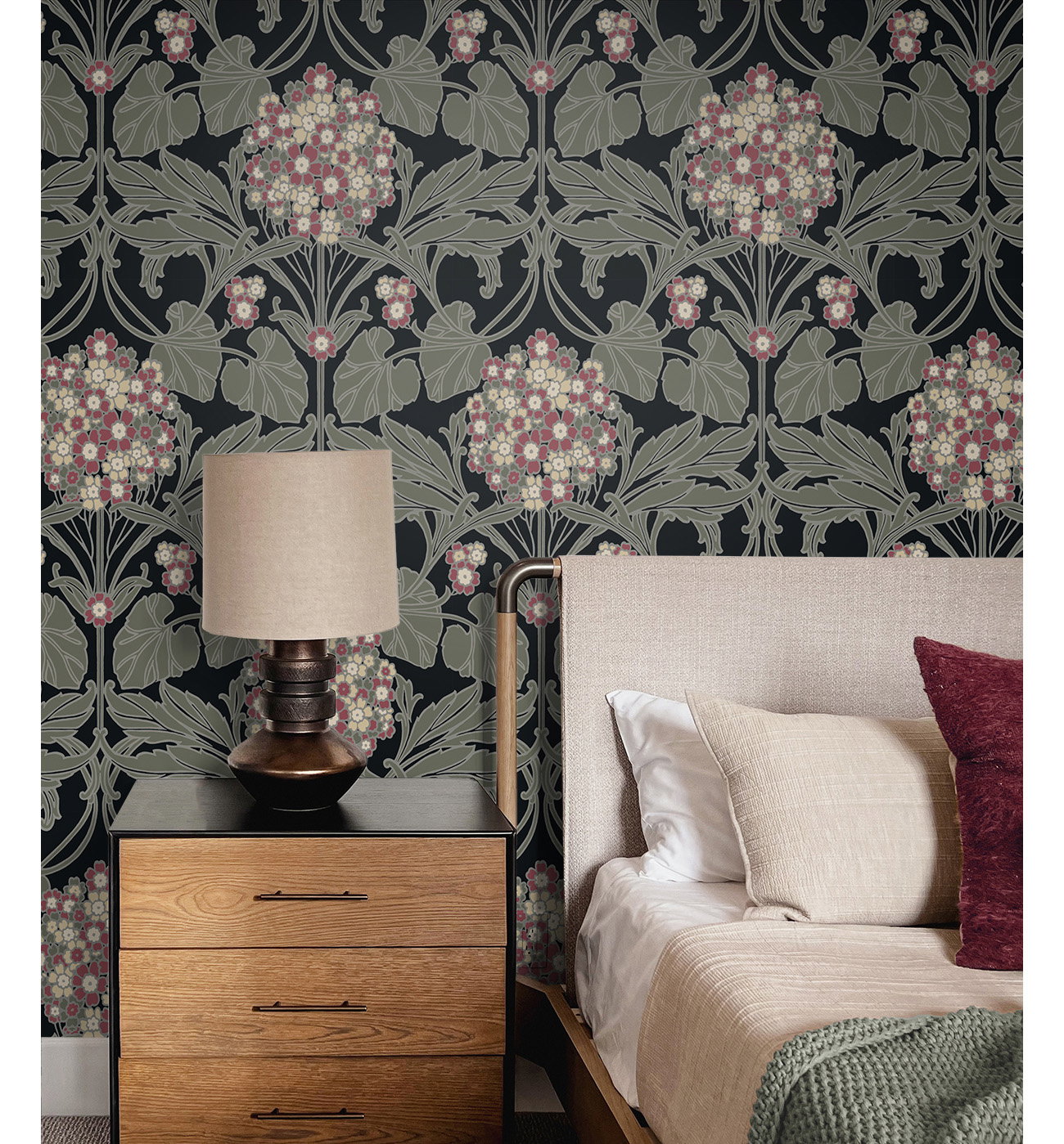 Seabrook Designs Floral Hydrangea Ebony & Rose Wallpaper ...