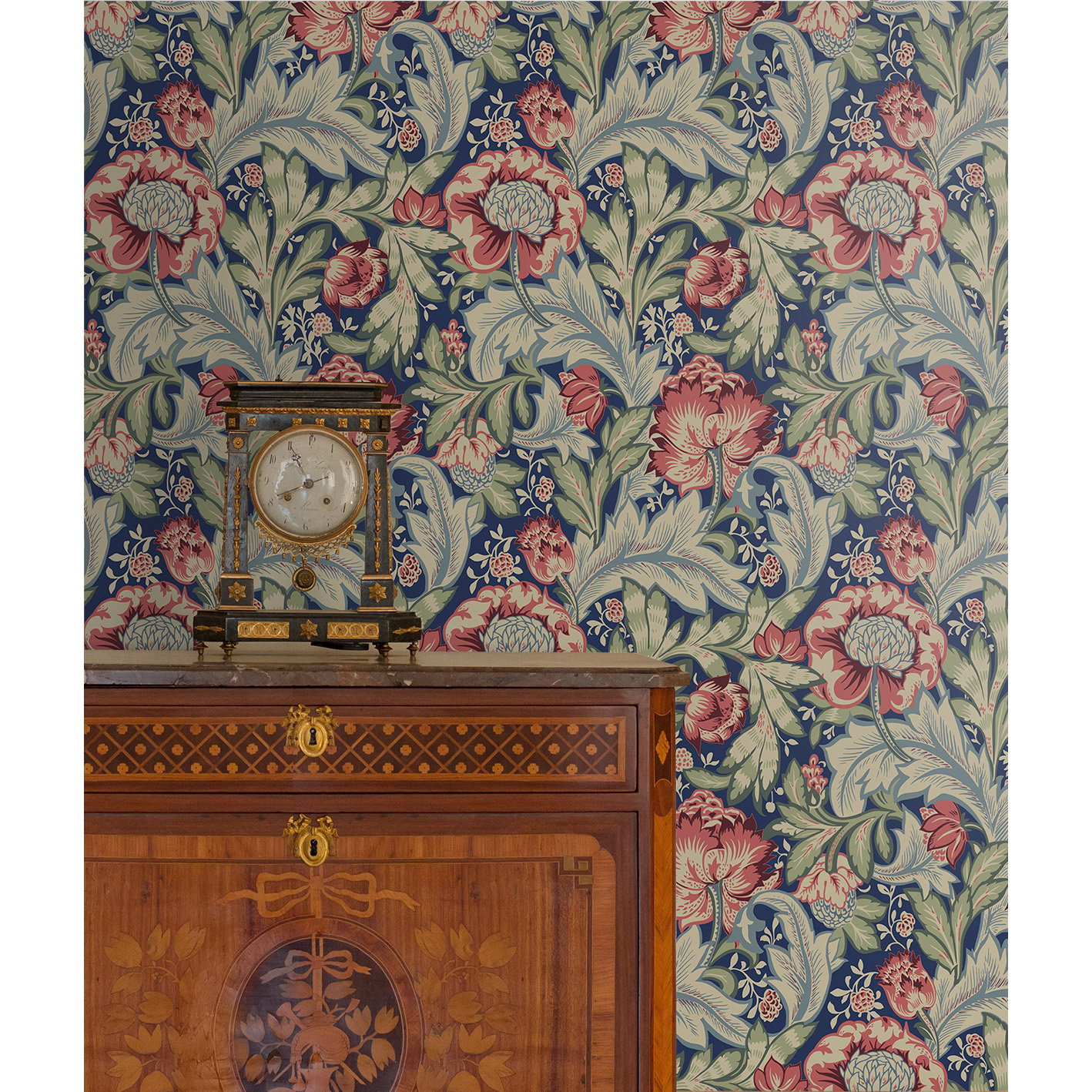 Seabrook Designs Acanthus Garden Marine Blue & Watermelon Wallpaper ...
