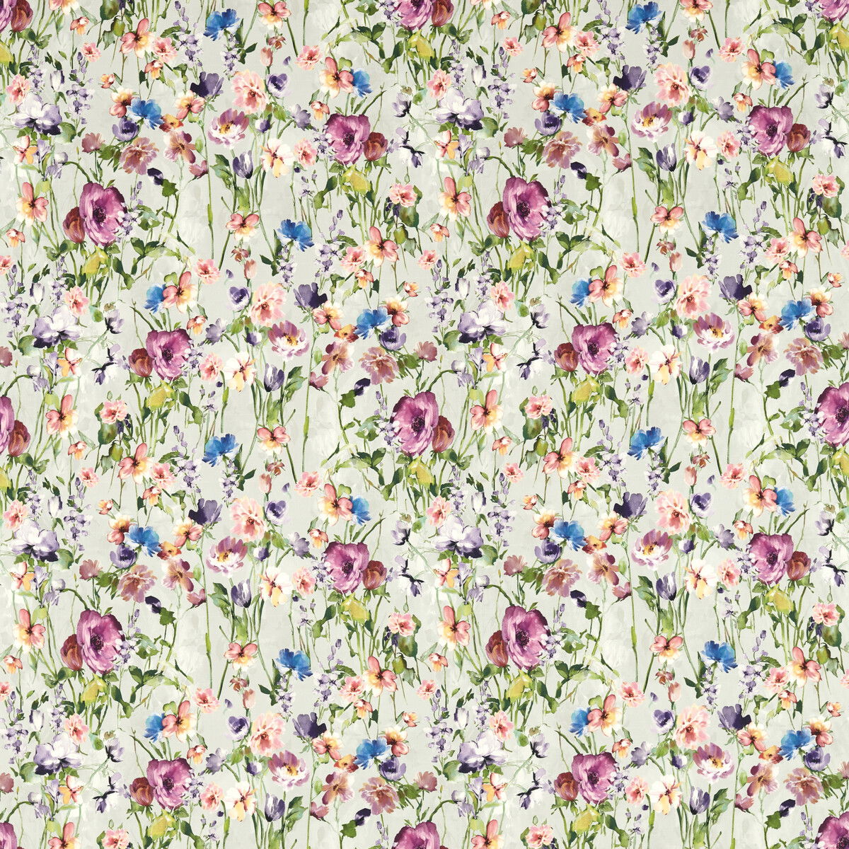 Clarke & Clarke Wild Meadow Damson Fabric | OnlineFabricStore