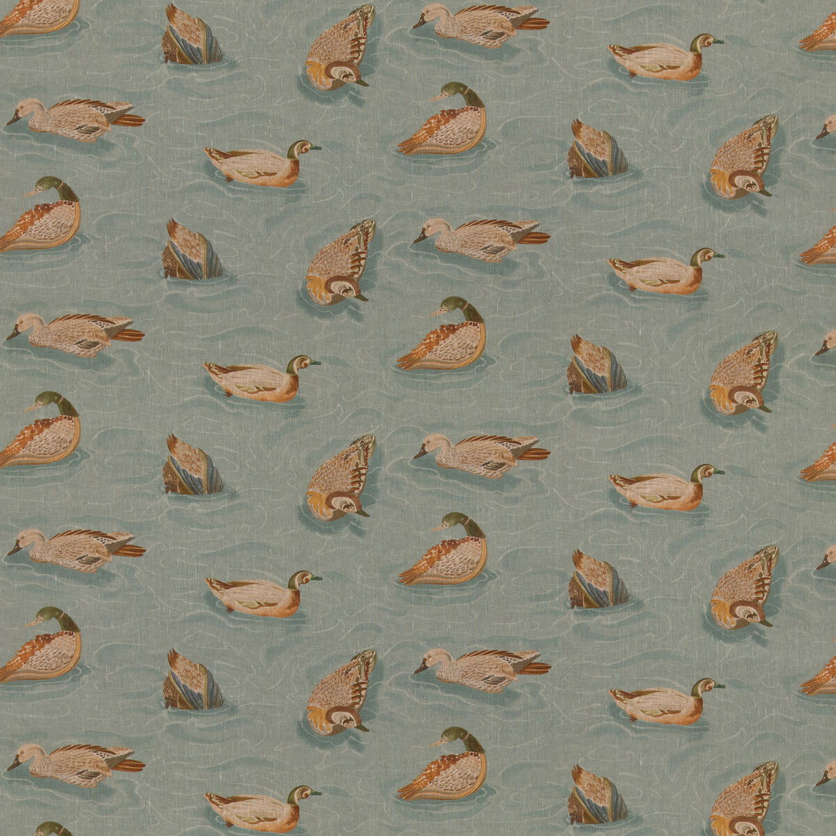Mulberry Duck Pond Teal Fabric | OnlineFabricStore