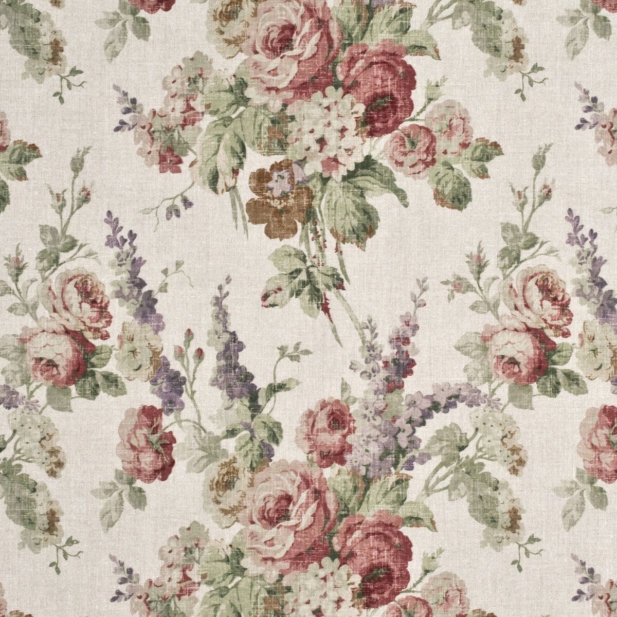 Mulberry Vintage Floral Rose/Green Fabric | OnlineFabricStore