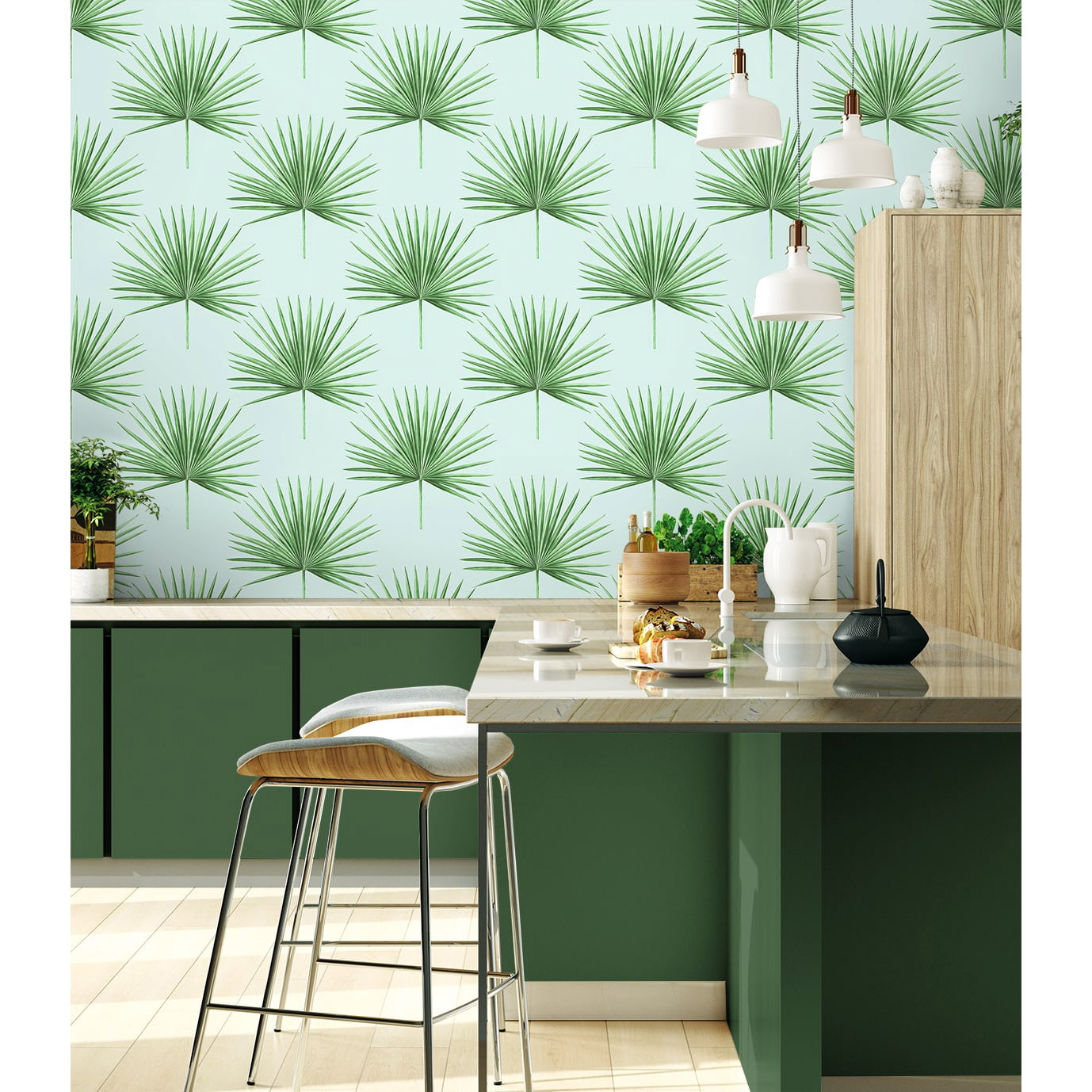 Harry & Grace Peel & Stick Pacific Palm Celeste & Jade Wallpaper ...