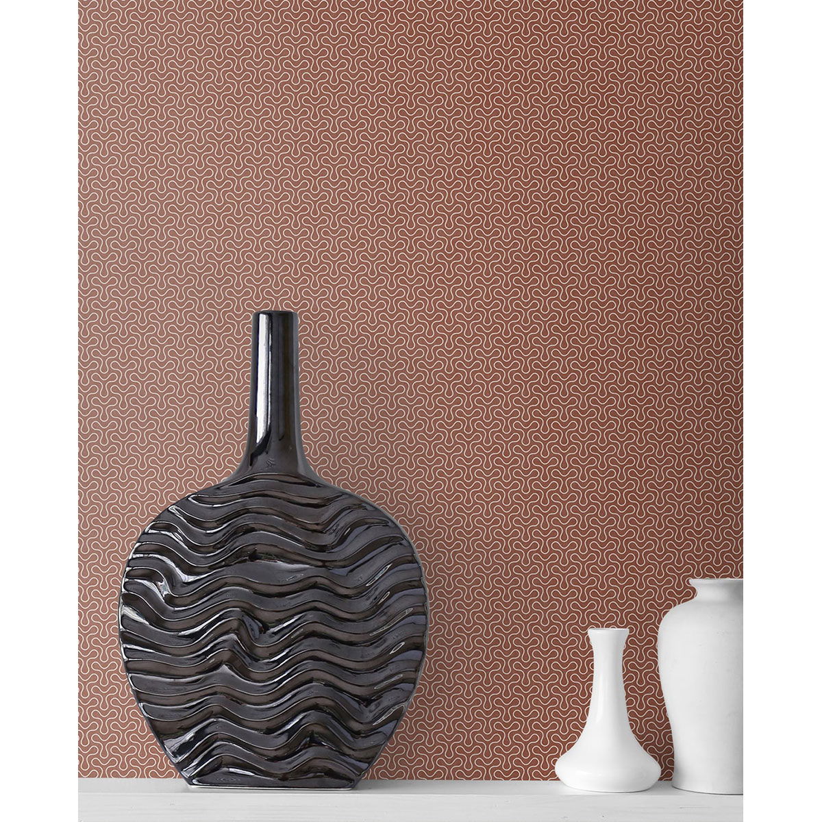 Seabrook Designs Spiro Geometric Terra Cotta Wallpaper | OnlineFabricStore