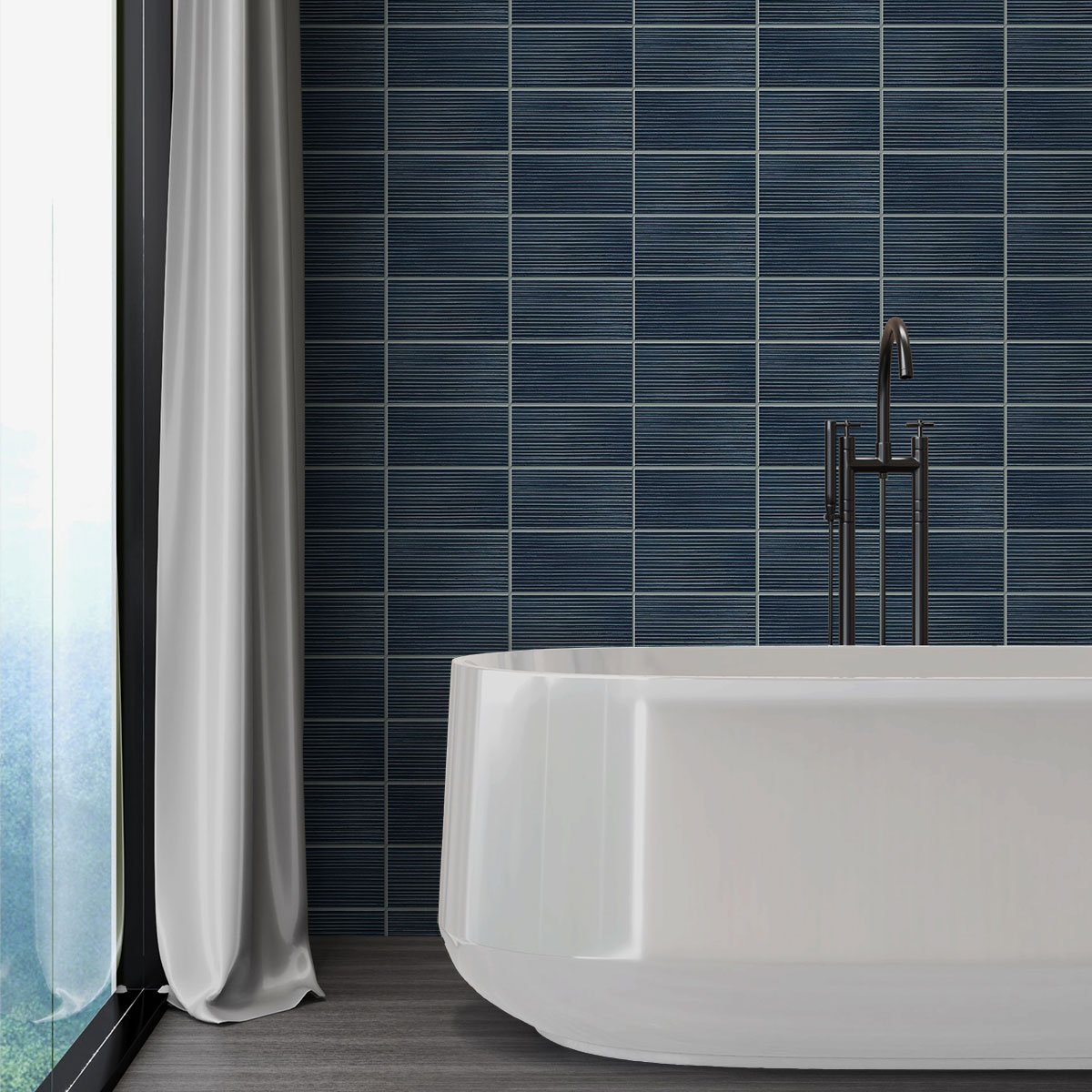 Lillian August Peel & Stick Rib Tile Denim Blue Wallpaper ...