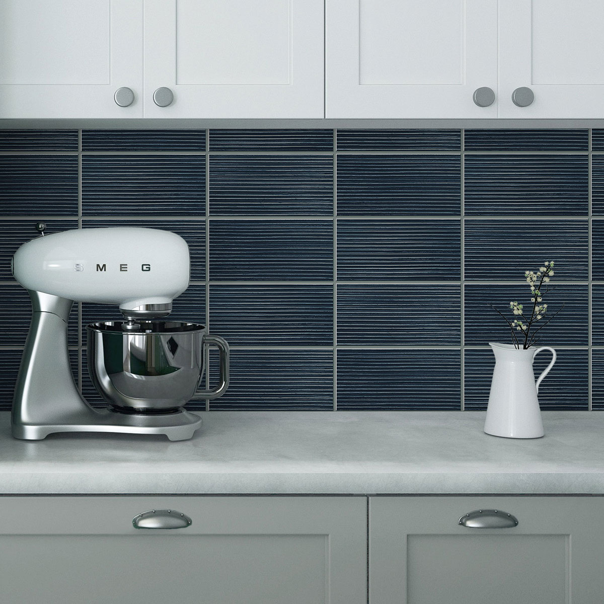 Lillian August Peel & Stick Rib Tile Denim Blue Wallpaper ...