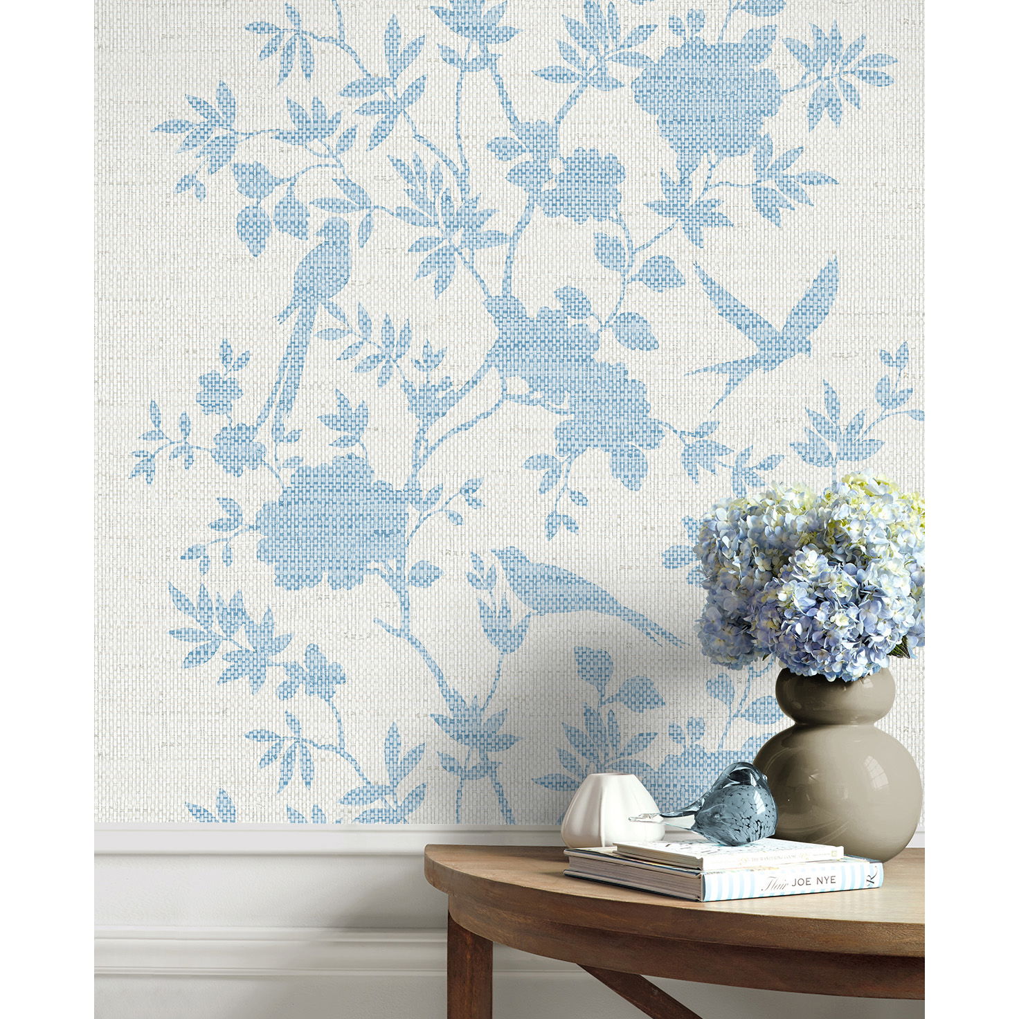 Lillian August Aloha Bird Trail Maya Blue Wallpaper | OnlineFabricStore