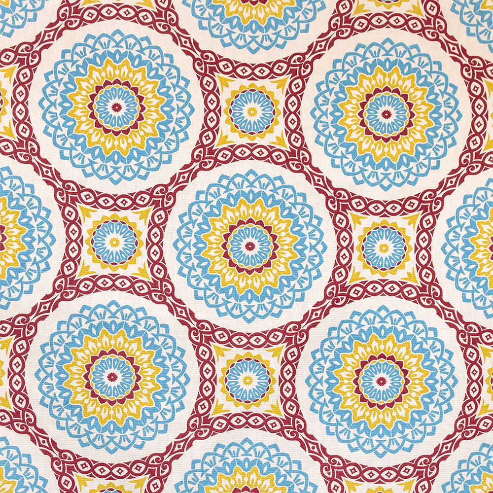 Richloom Olympus Suzani Red/Aqua Fabric | OnlineFabricStore