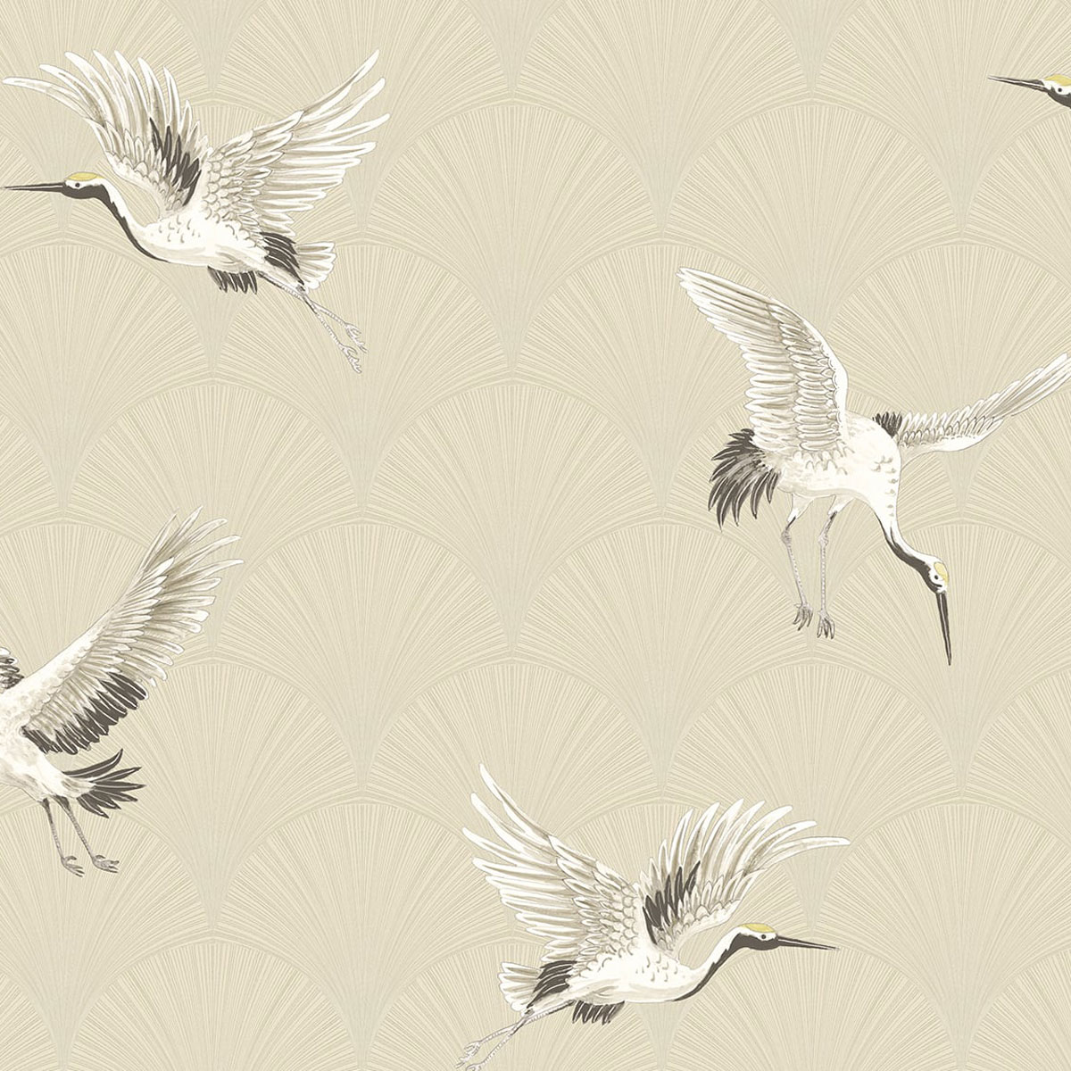 NextWall Peel & Stick Cranes Alba Beige Wallpaper | OnlineFabricStore
