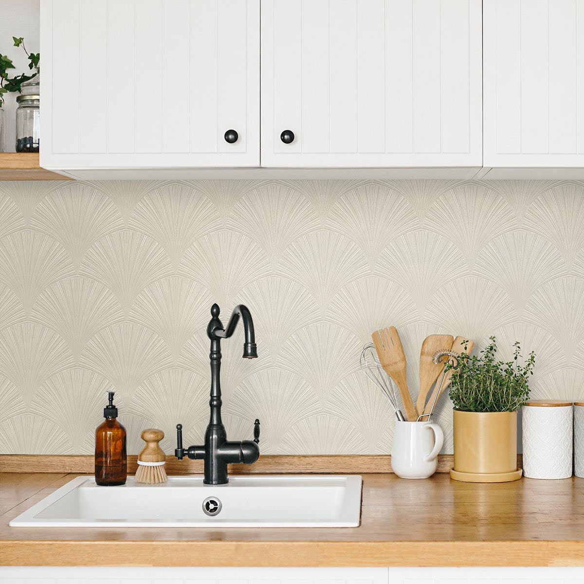 NextWall Peel & Stick Arches Alba Beige Wallpaper | OnlineFabricStore