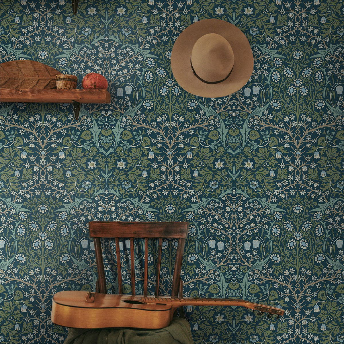 NextWall Peel & Stick Victorian Garden Prussian Blue & Moss Green ...