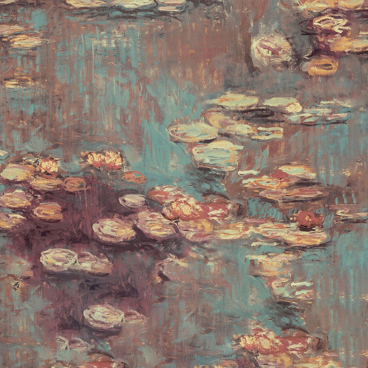 NextWall Peel & Stick Lily Pond Rust & Deep Sea Wallpaper ...