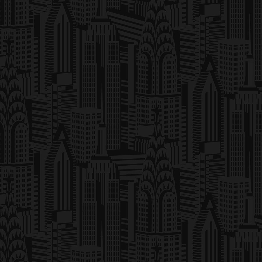 NextWall Peel & Stick City Skyline Cosmic Black Wallpaper ...