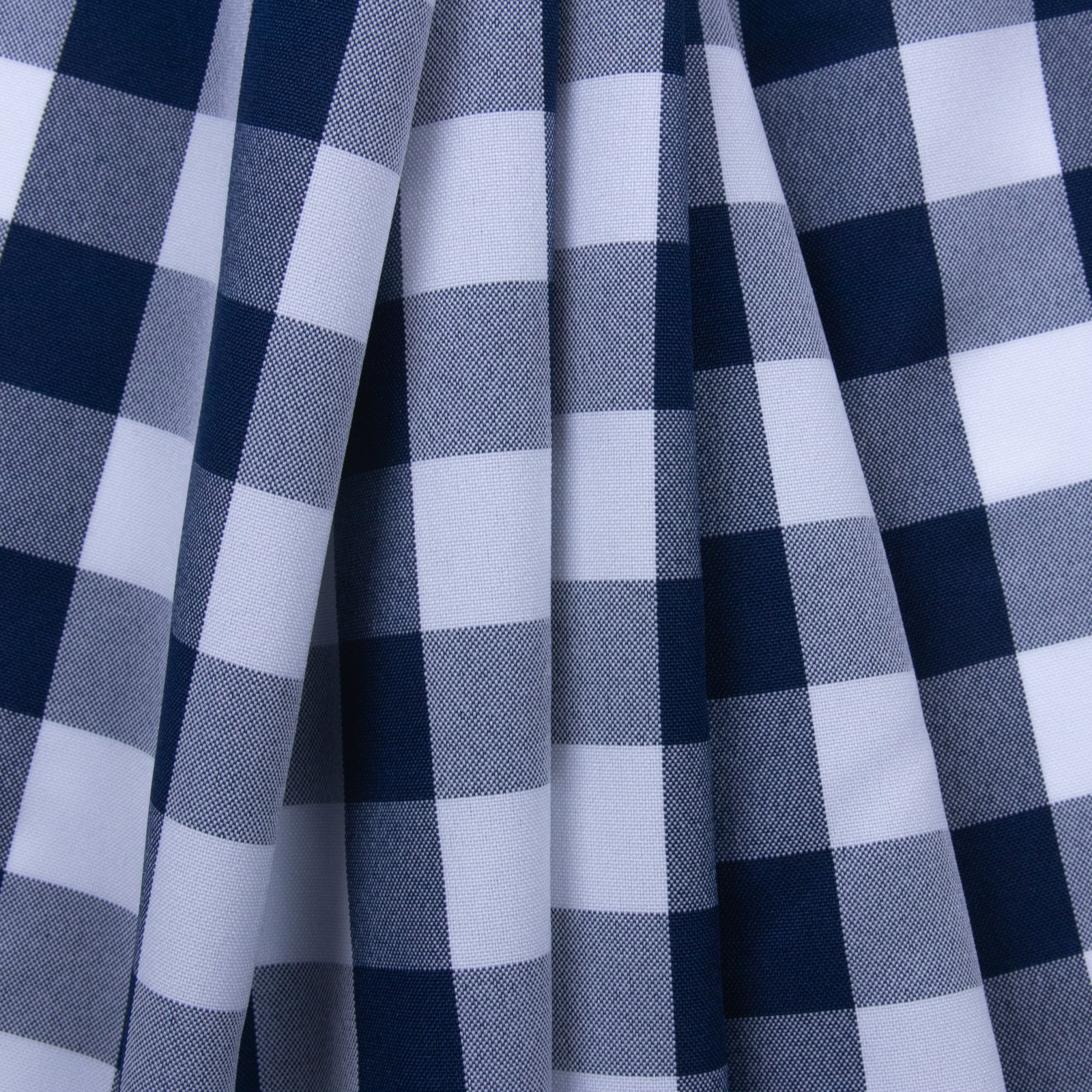 Navy Blue/White Picnic Check Poplin Fabric | OnlineFabricStore