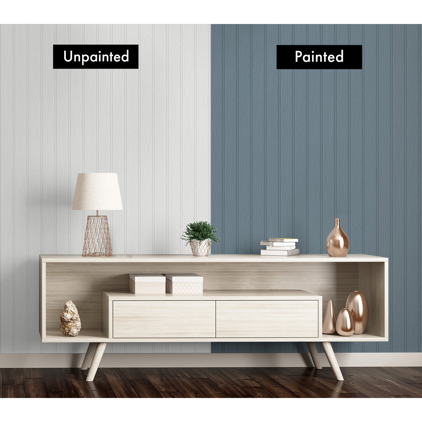 NextWall Peel & Stick Faux Beadboard Off-White Paintable Wallpaper ...