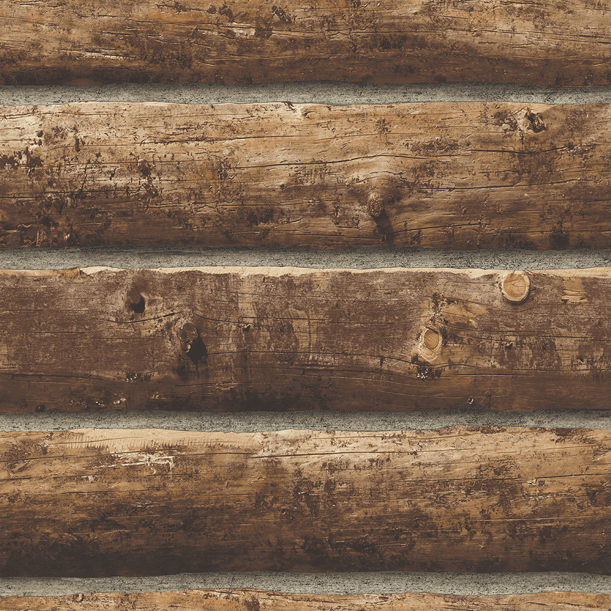 Seabrook Designs Faux Log Cabin Walnut Prepasted Wallpaper ...