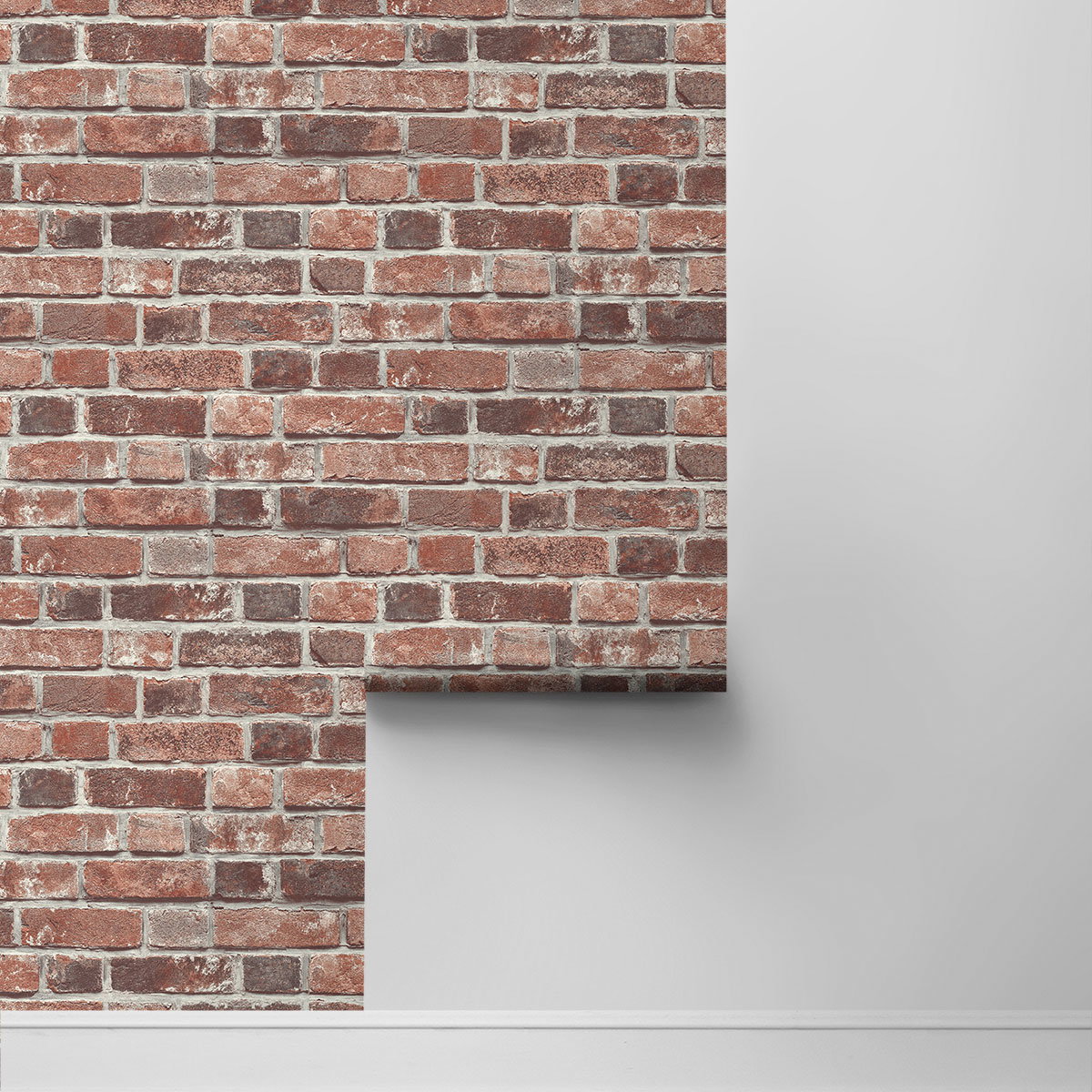 Seabrook Designs Faux Red Brick Red & Charcoal Prepasted Wallpaper ...