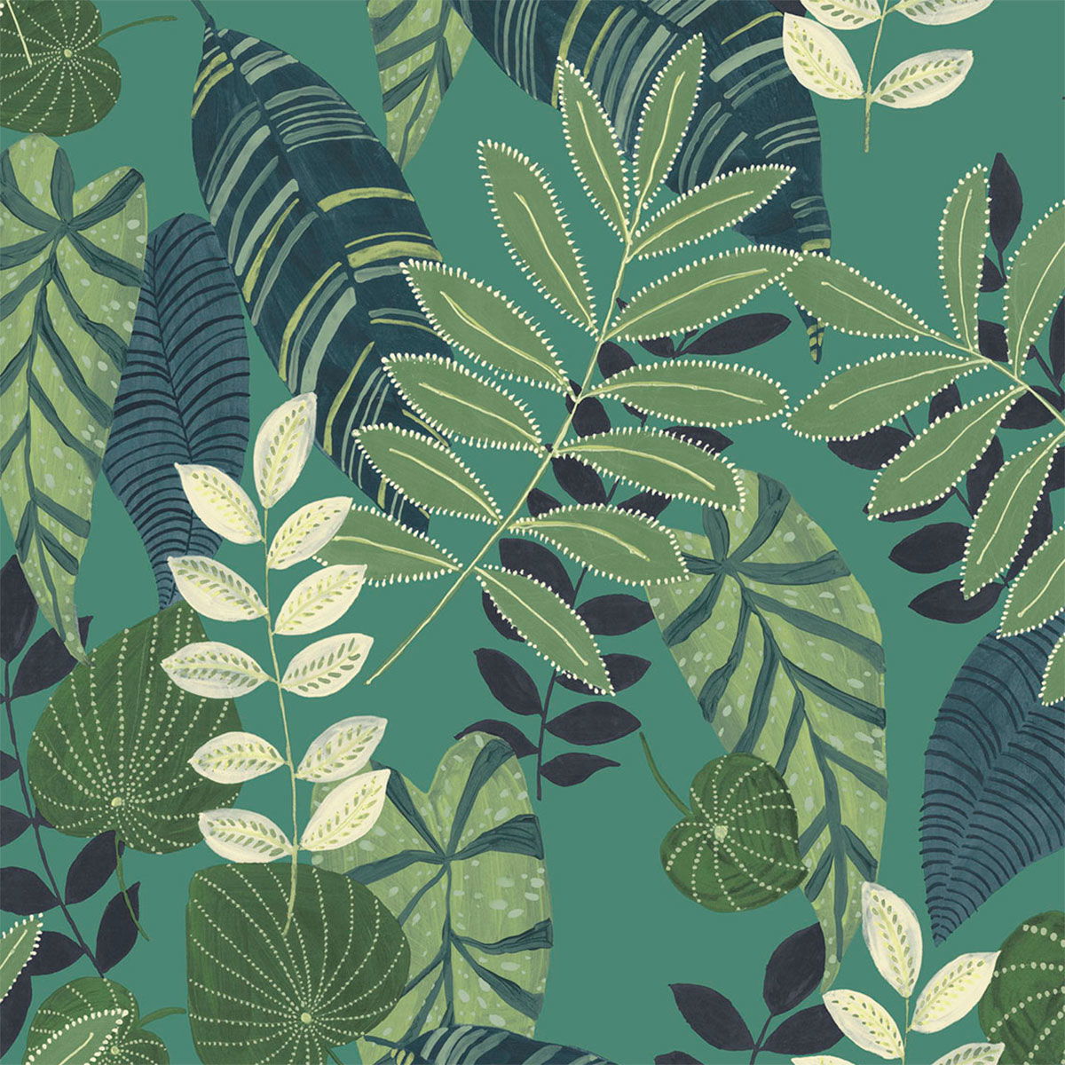 Seabrook Designs Tropicana Leaves Jade/Rosemary/Spruce Fabric ...