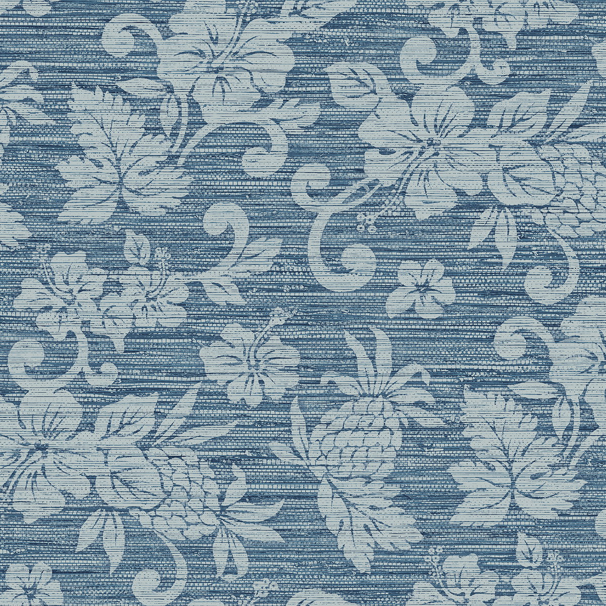 Seabrook Designs Juno Island Floral Bay Blue Wallpaper | OnlineFabricStore