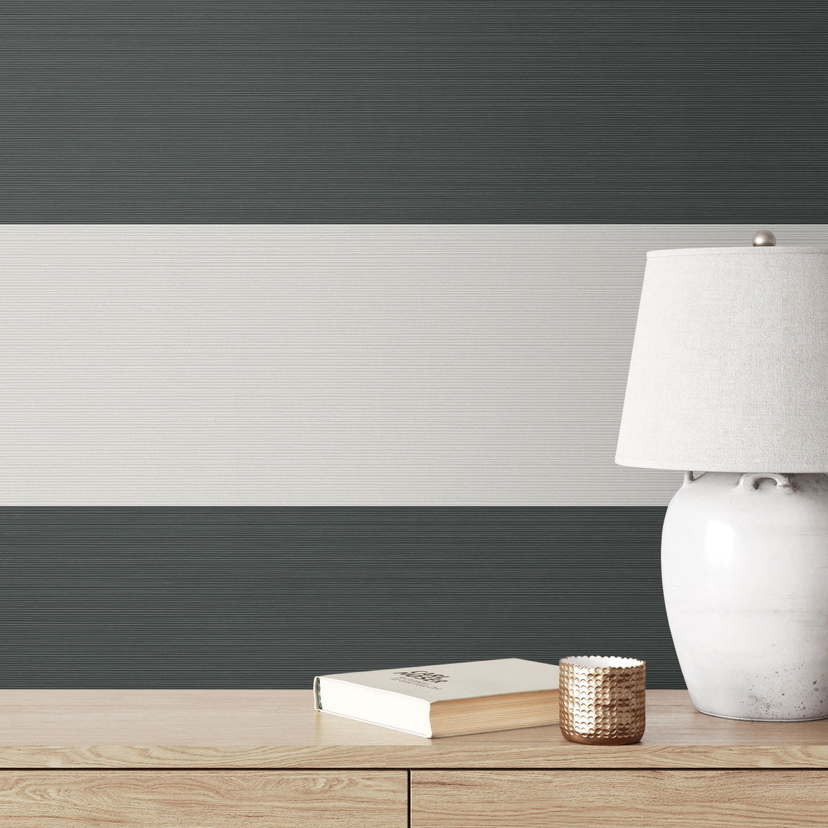 Seabrook Designs Dylan Striped Stringcloth Deep Grey Wallpaper | OnlineFabricStore