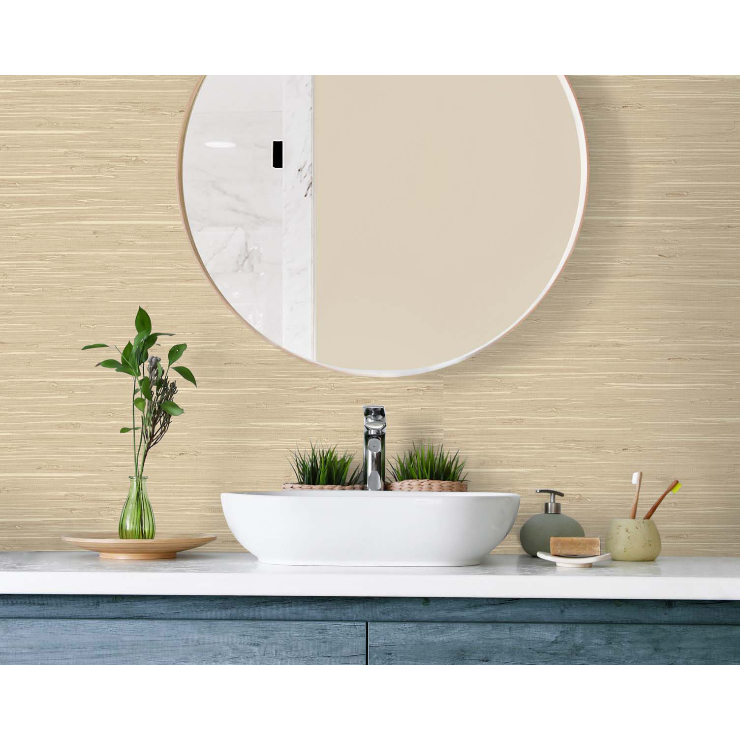 DuPont™ Tedlar® Marion Faux Arrowroot Light Pine Wallpaper | OnlineFabricStore